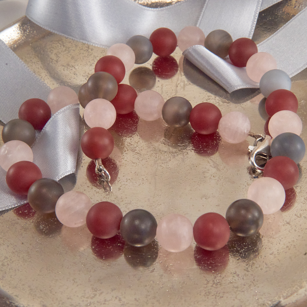 Collier aus Achat, Rosenquarz und Karneol - Edelsteinschmuck jetzt im ...